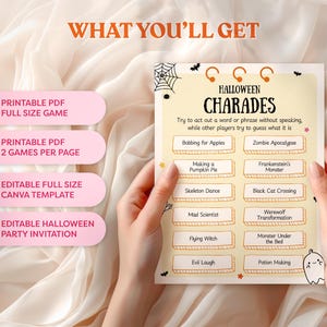 Halloween Charades Party Game, Printable & Editable Game, Fun Party ...