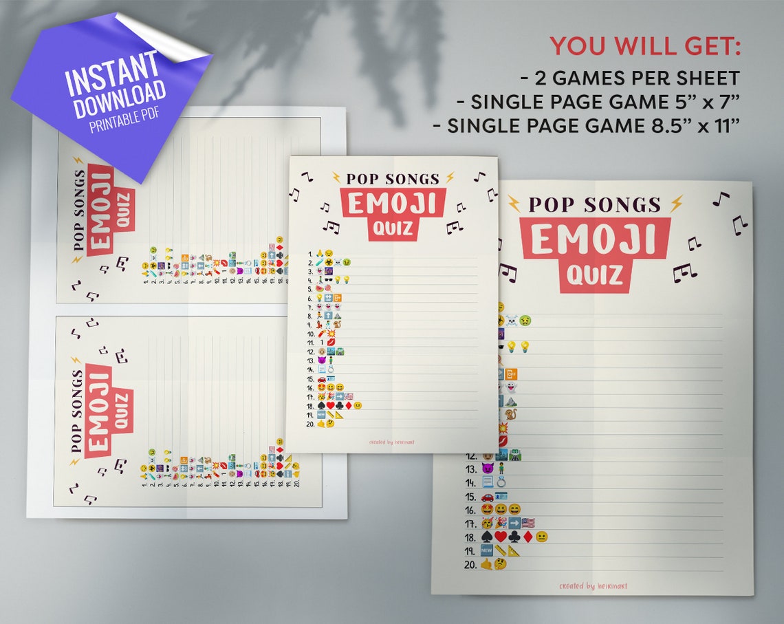 Pop Songs Emoji Pictionary, Printable Party Games, Fun Family Activity ...