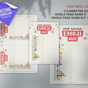 Pop Songs Emoji Pictionary, Printable Party Games, Fun Family Activity ...