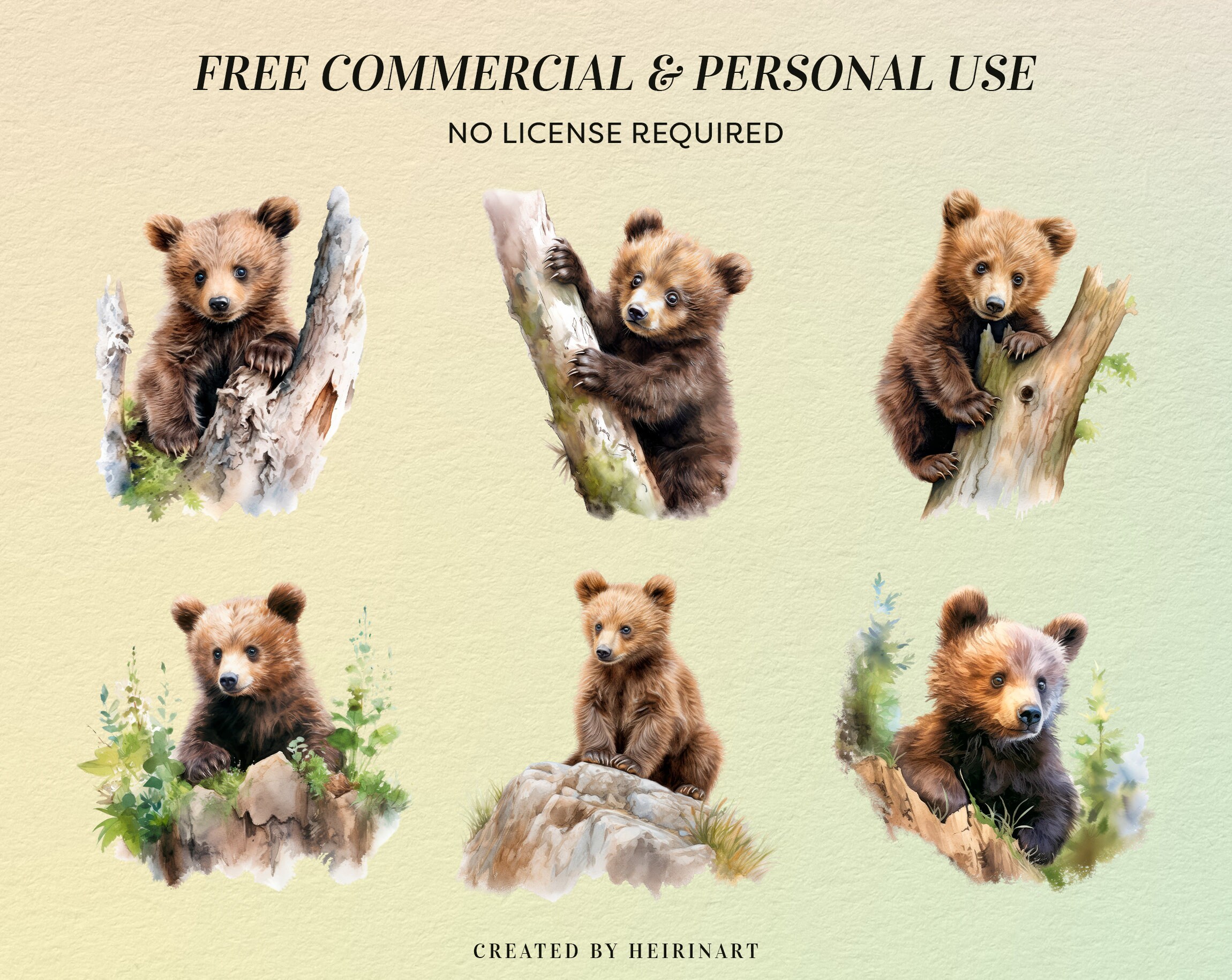 Watercolor Baby Bear Clipart - Cute Bear PNG - Commercial Use - Baby ...
