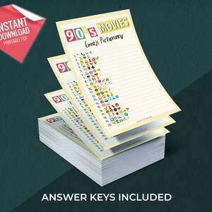 90s Movies Emoji Pictionary, Printable Party Games, Fun Family Activity ...