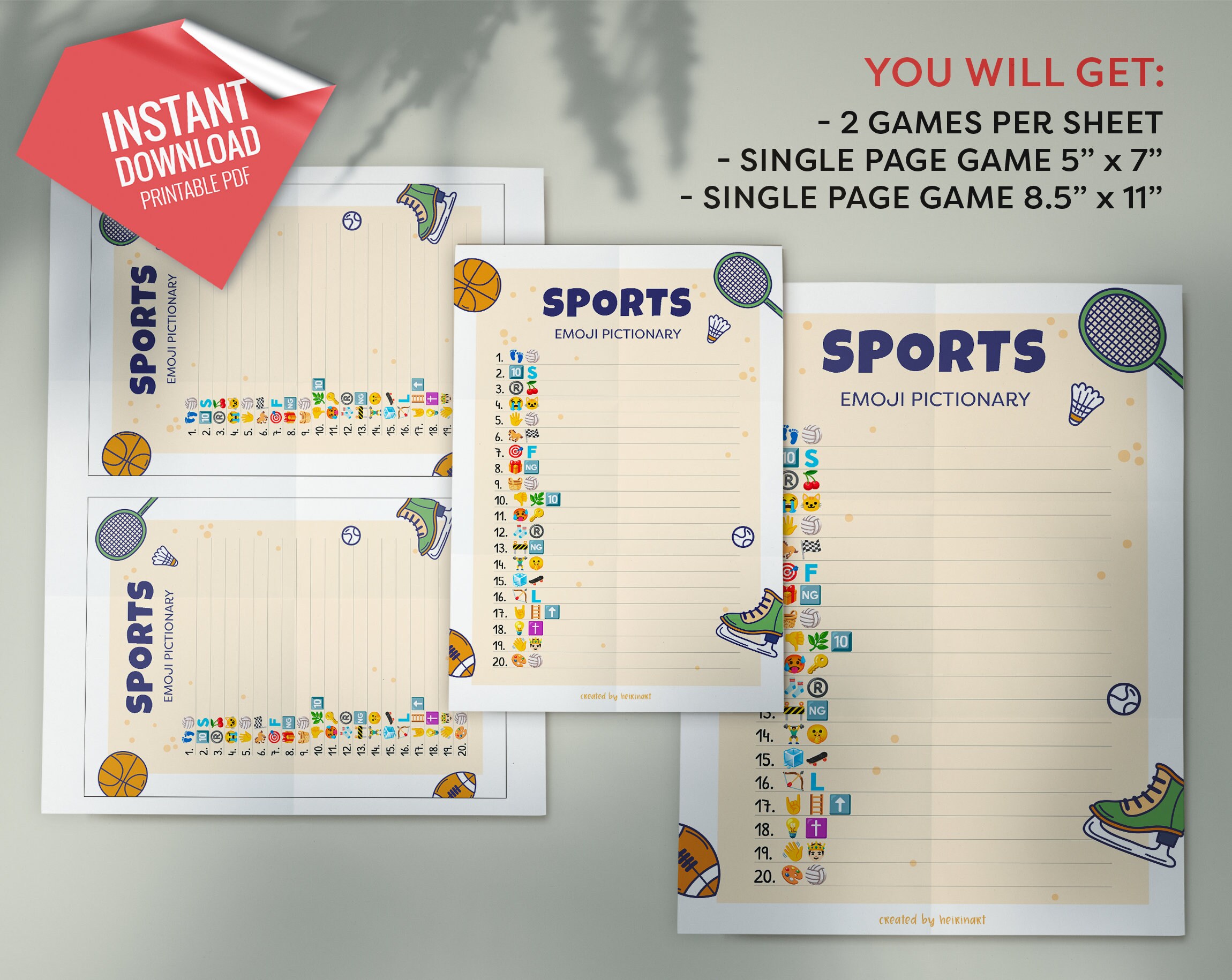 Sports Emoji Pictionary, Printable Party Games, Emoji Quiz Game, Party ...