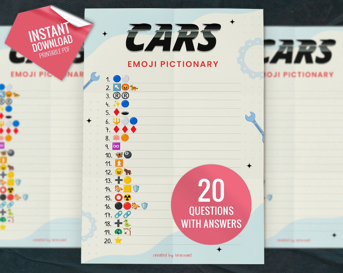 Cars Emoji Pictionary Printable Party Games Car Brands Emoji - Etsy Canada