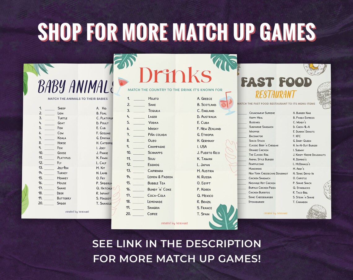 Dog Breeds Match up Trivia Game, Printable Party Games, Party Game for ...