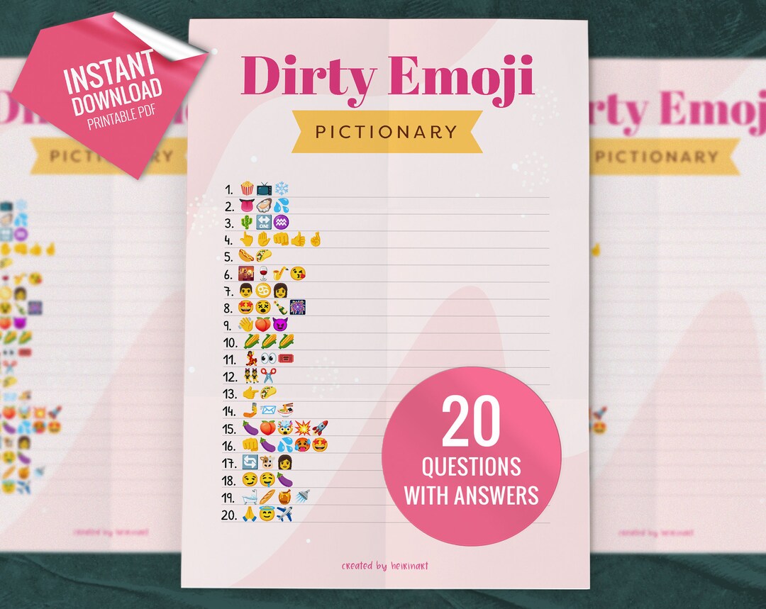 Dirty Emoji Pictionary, Printable Party Games, Hen Party Games, Fun ...