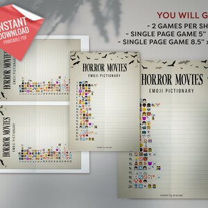 Horror Movies Emoji Pictionary, Printable Party Games, Fun Family ...