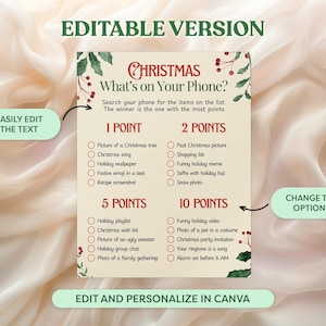 What's on Your Phone Christmas Game, Printable & Editable Game, Fun ...