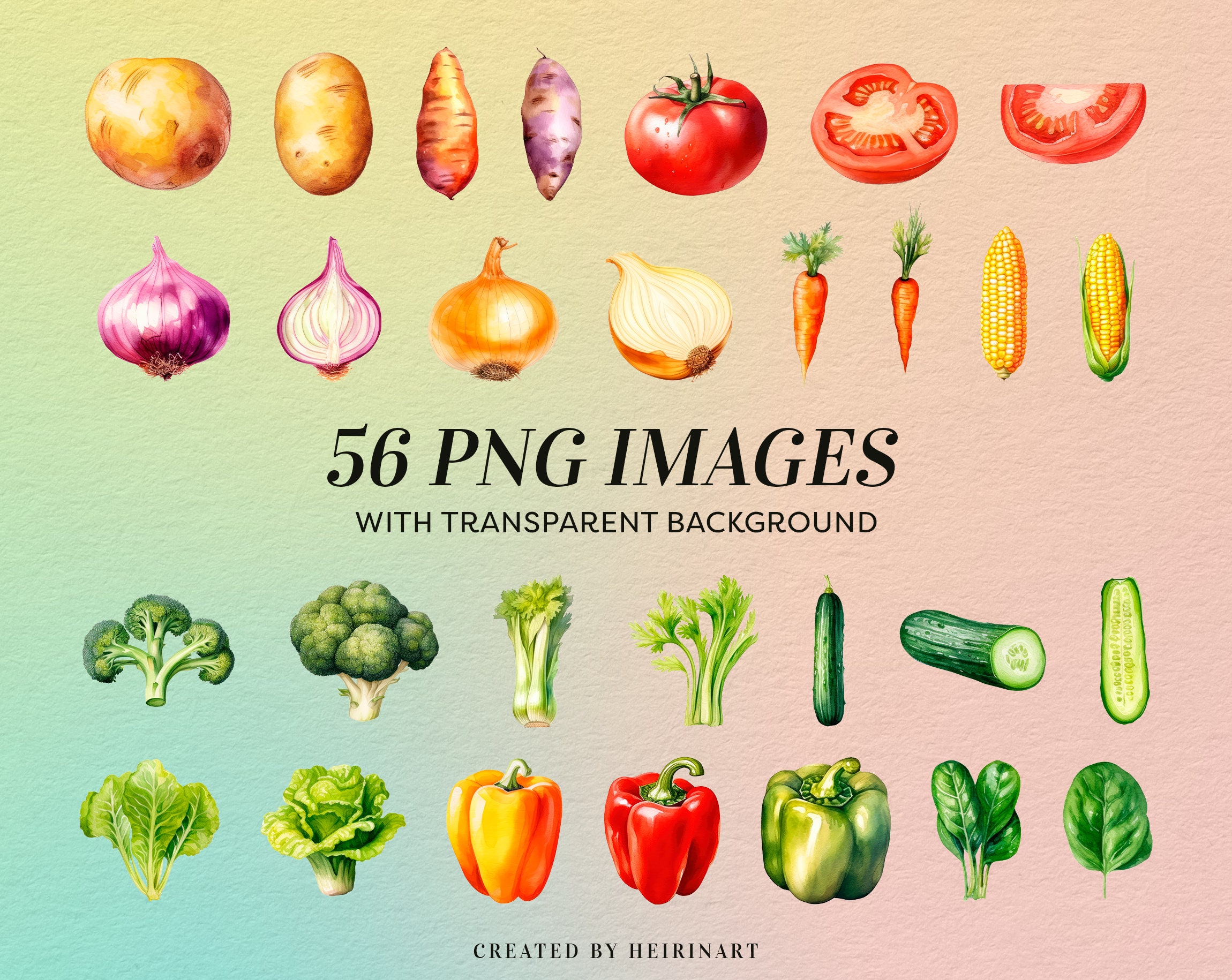 Watercolor Vegetables Clipart - Vegetables PNG - Commercial Use ...
