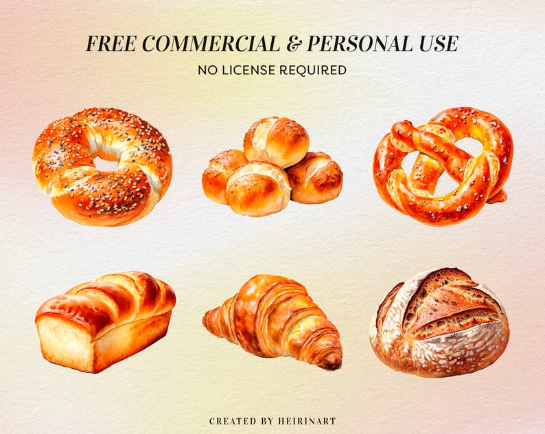 Watercolor Bread Clipart - Loaf of Bread PNG - Commercial Use - Bread ...