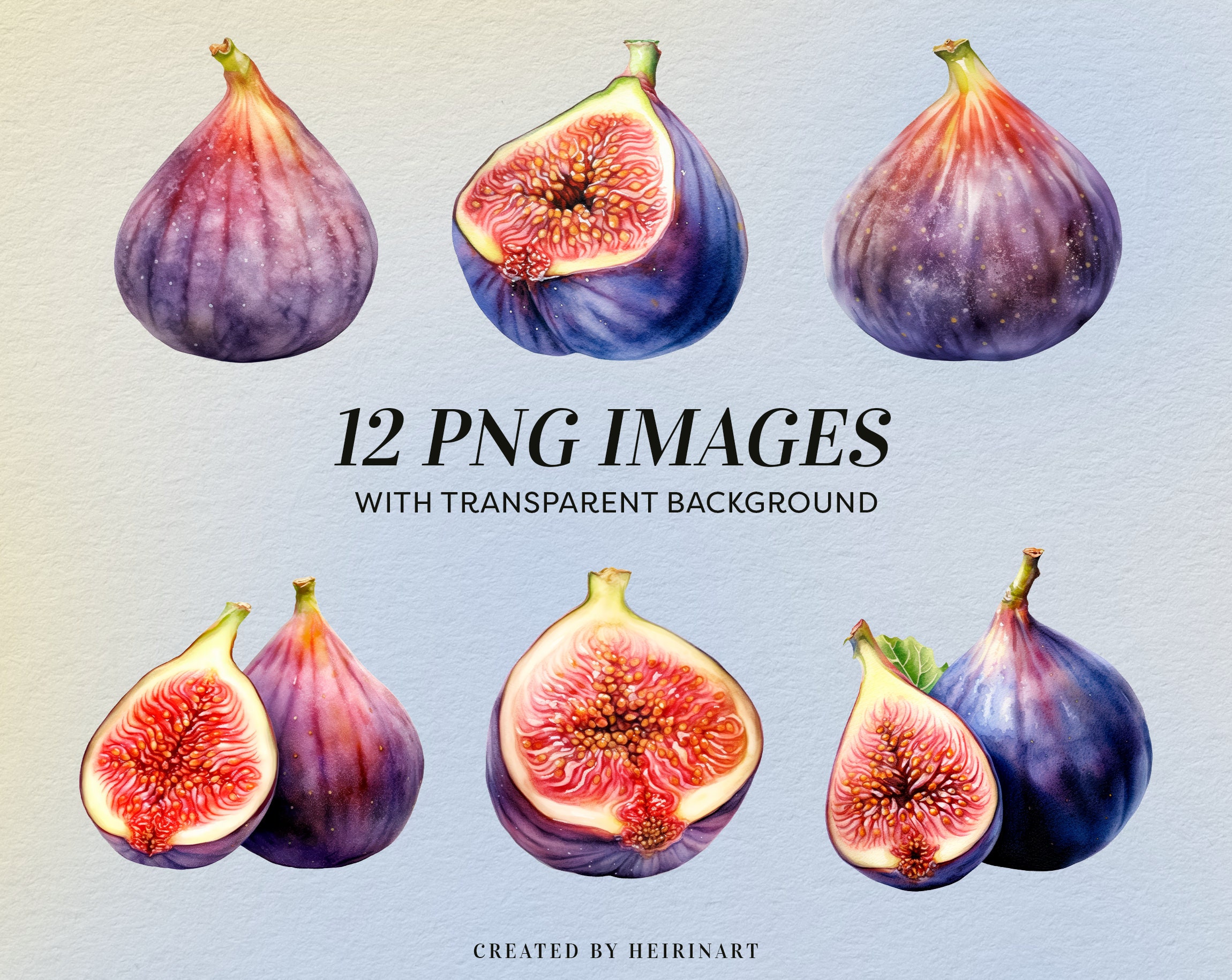 Watercolor Fig Clipart - Watercolor Fruits PNG - Commercial Use - Figs ...