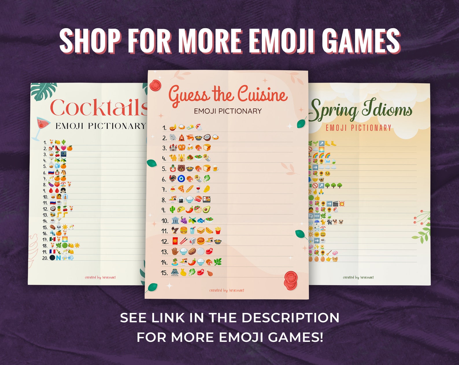 Emoji Games Bundle, 10 Printable Party Games, Fun Party Activity for ...