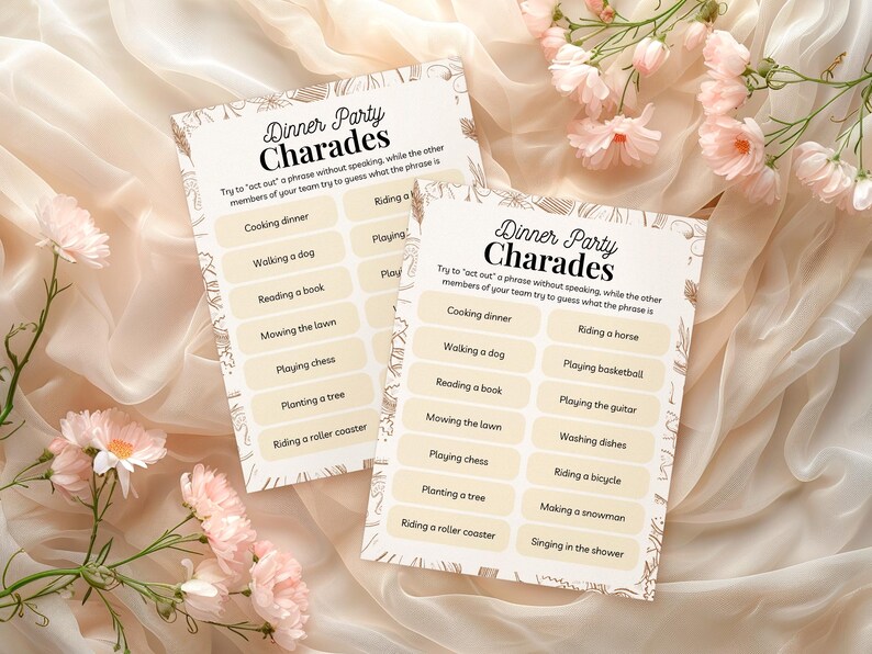 Charades Dinner Party Game, Printable & Editable Game, Icebreaker ...