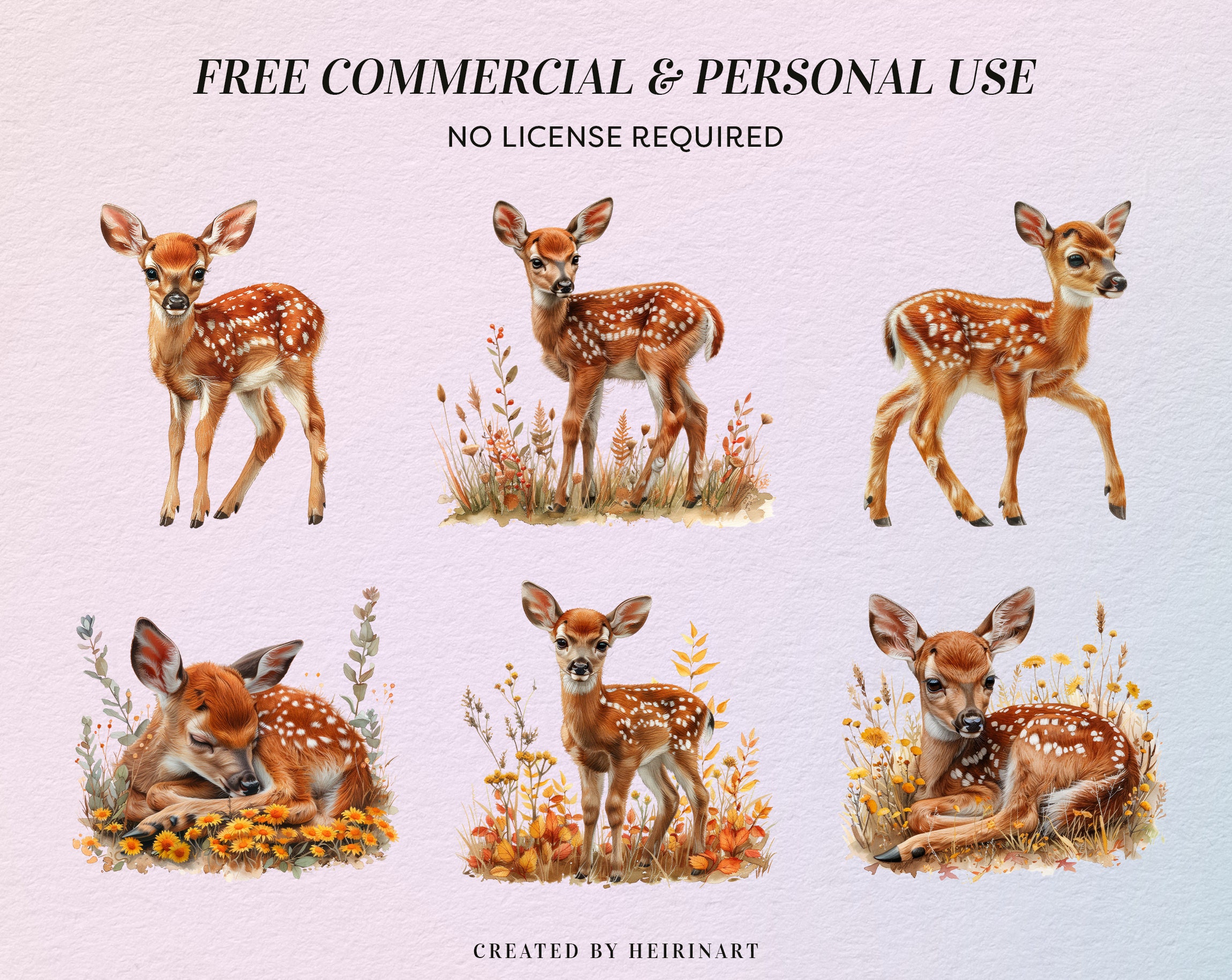 Watercolor Baby Deer Clipart Cute Deer PNG Commercial Use Baby Animals ...