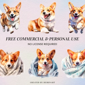Watercolor Corgi Clipart - Pet Portrait PNG - Commercial Use - Cute Dog ...