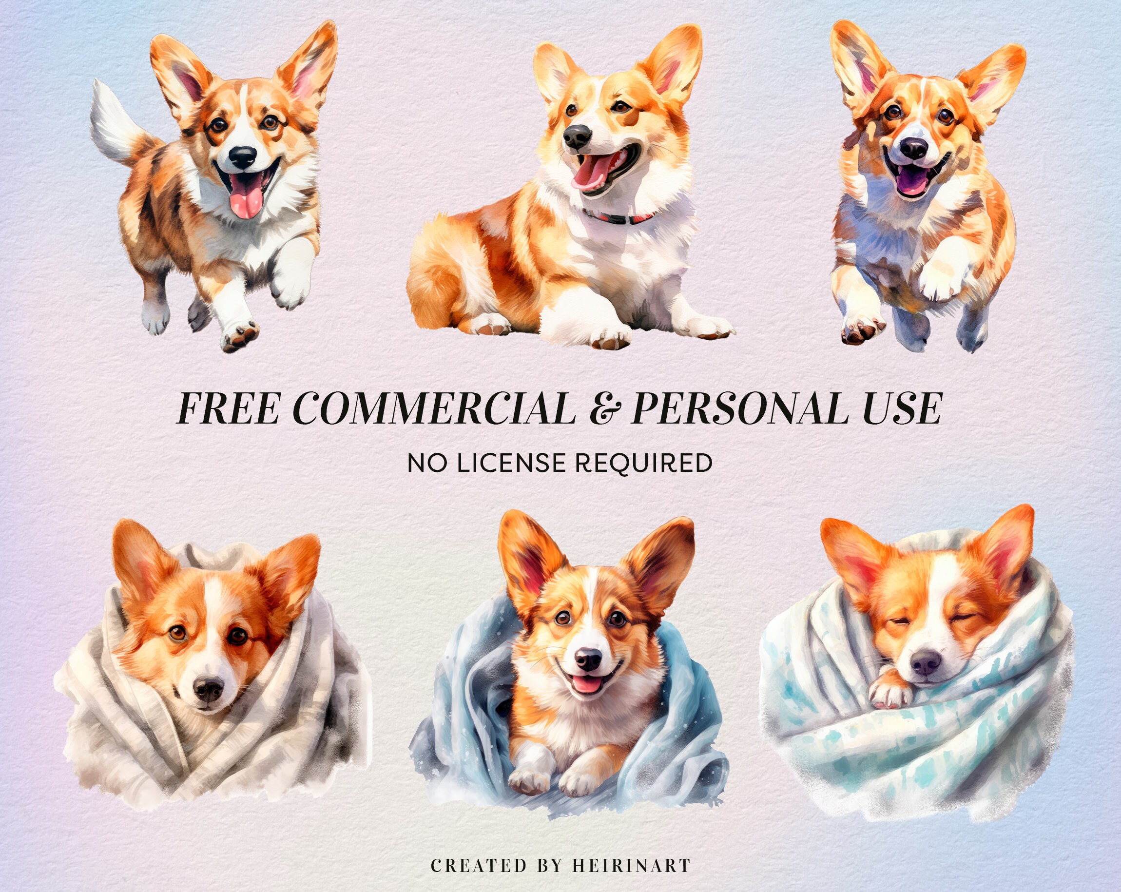 Watercolor Corgi Clipart Pet Portrait PNG Commercial Use Cute Dog ...