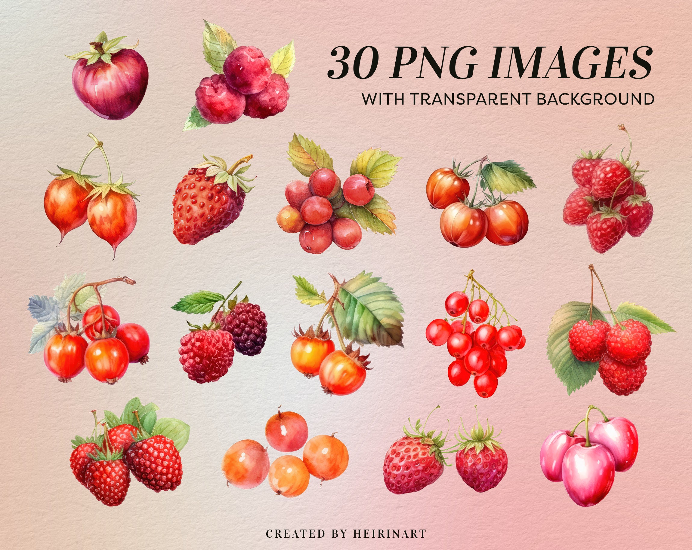 Watercolor Berries Clipart Watercolor Berry PNG Commercial - Etsy