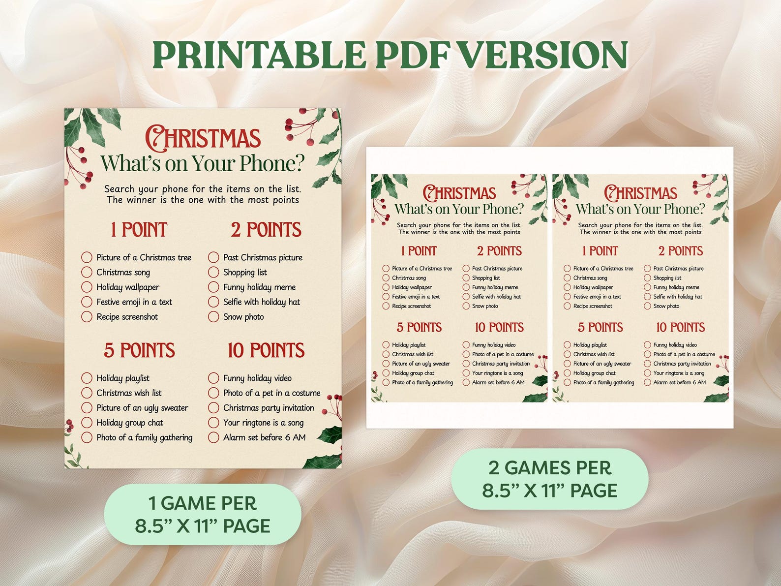 What's on Your Phone Christmas Game, Printable & Editable Game, Fun ...