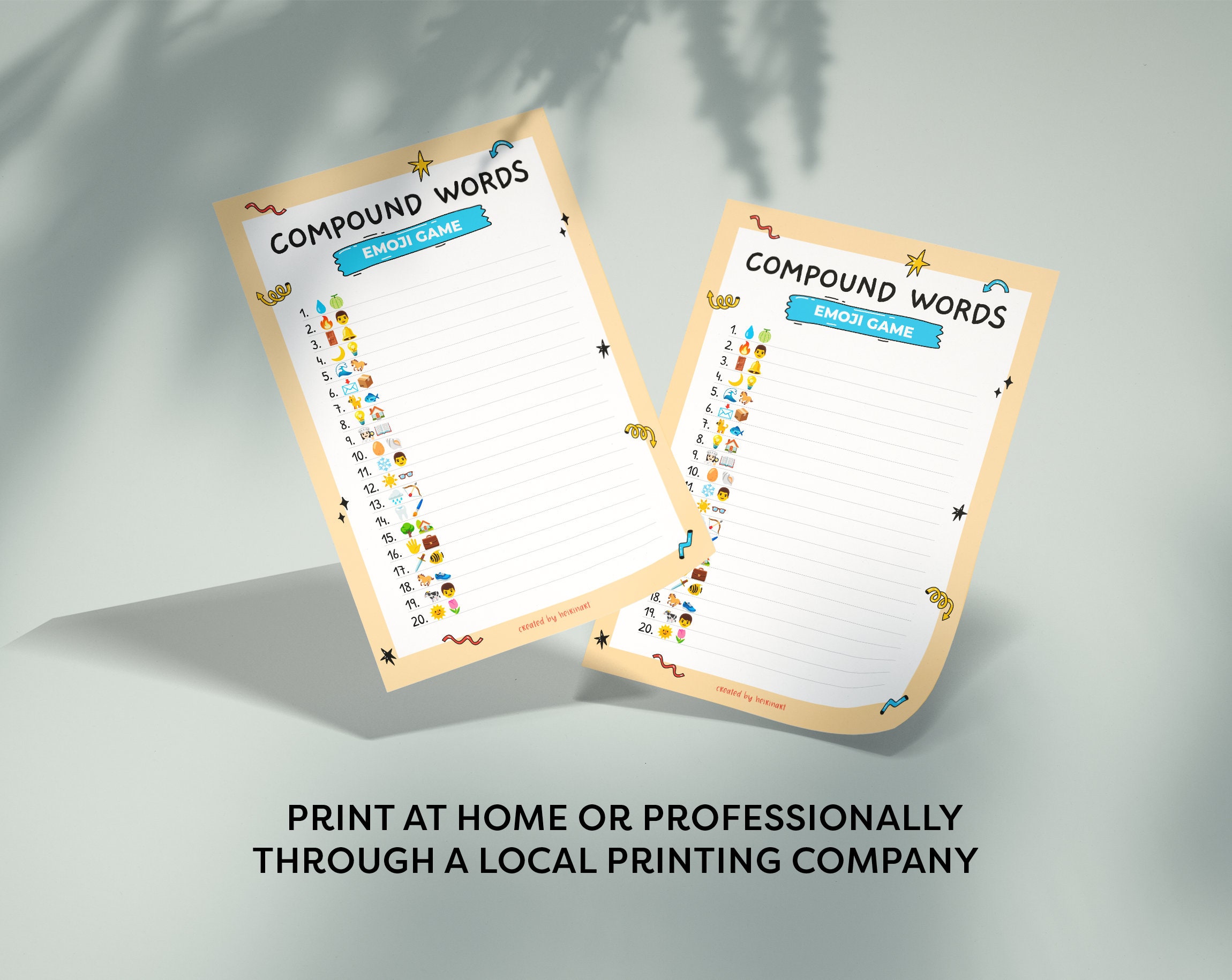 Compound Words Emoji Pictionary, Printable Party Games, Fun Family ...