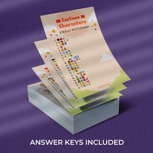 Cartoon Characters Emoji Pictionary, Printable Party Games, Birthday ...