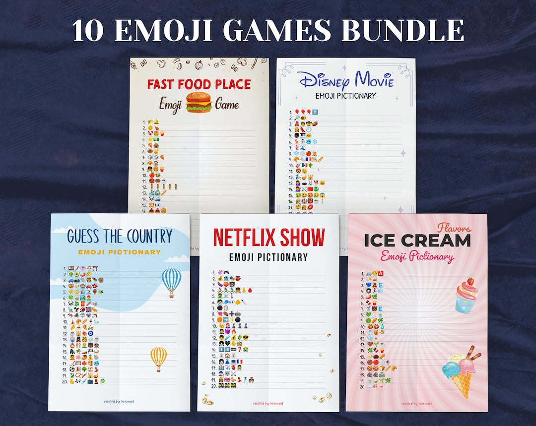 Emoji Games Bundle, 10 Printable Party Games, Fun Party Activity, Party ...