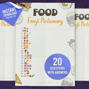 Food Emoji Pictionary, Printable Party Games, Fun Family Activity ...