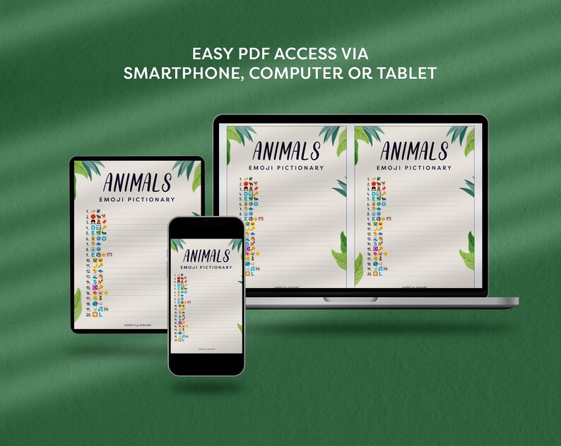 Animals Emoji Pictionary, Printable Party Games, Printable Emoji Game ...