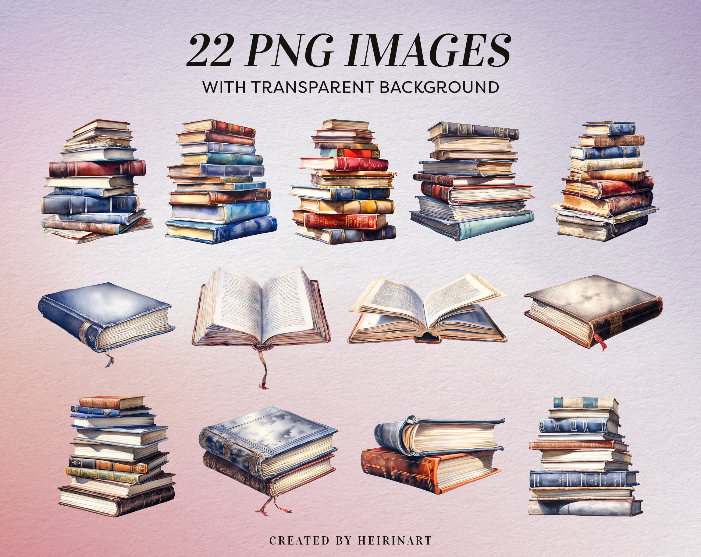 Watercolor Books Clipart - Vintage Books PNG - Commercial Use - Cozy ...