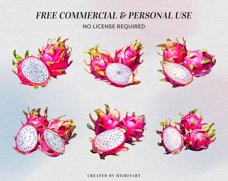 Watercolor Dragon Fruit Clipart - Watercolor Fruits PNG - Commercial ...