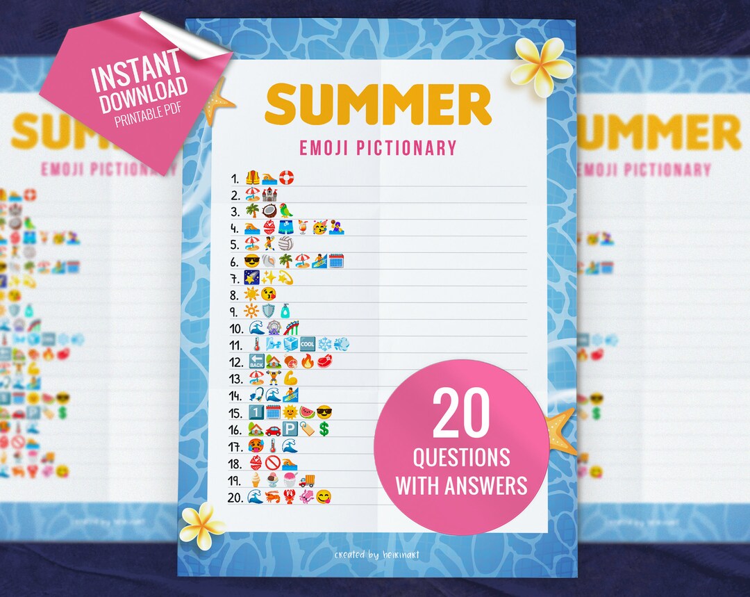 Summer Emoji Pictionary, Printable Party Games, Fun Family Activity ...