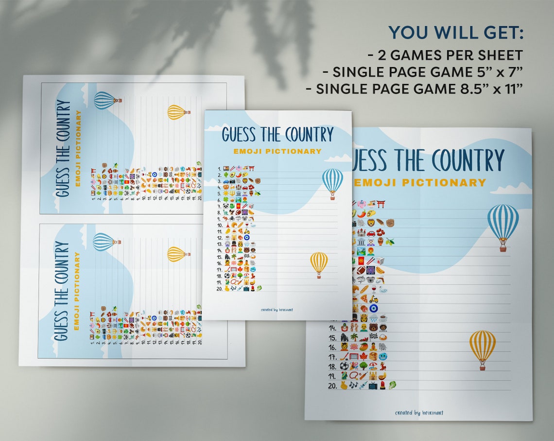 Guess the Country Emoji Pictionary, Printable Party Games, Fun Family ...