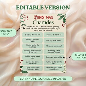 Charades Christmas Party Game, Printable & Editable Game, Fun Family ...