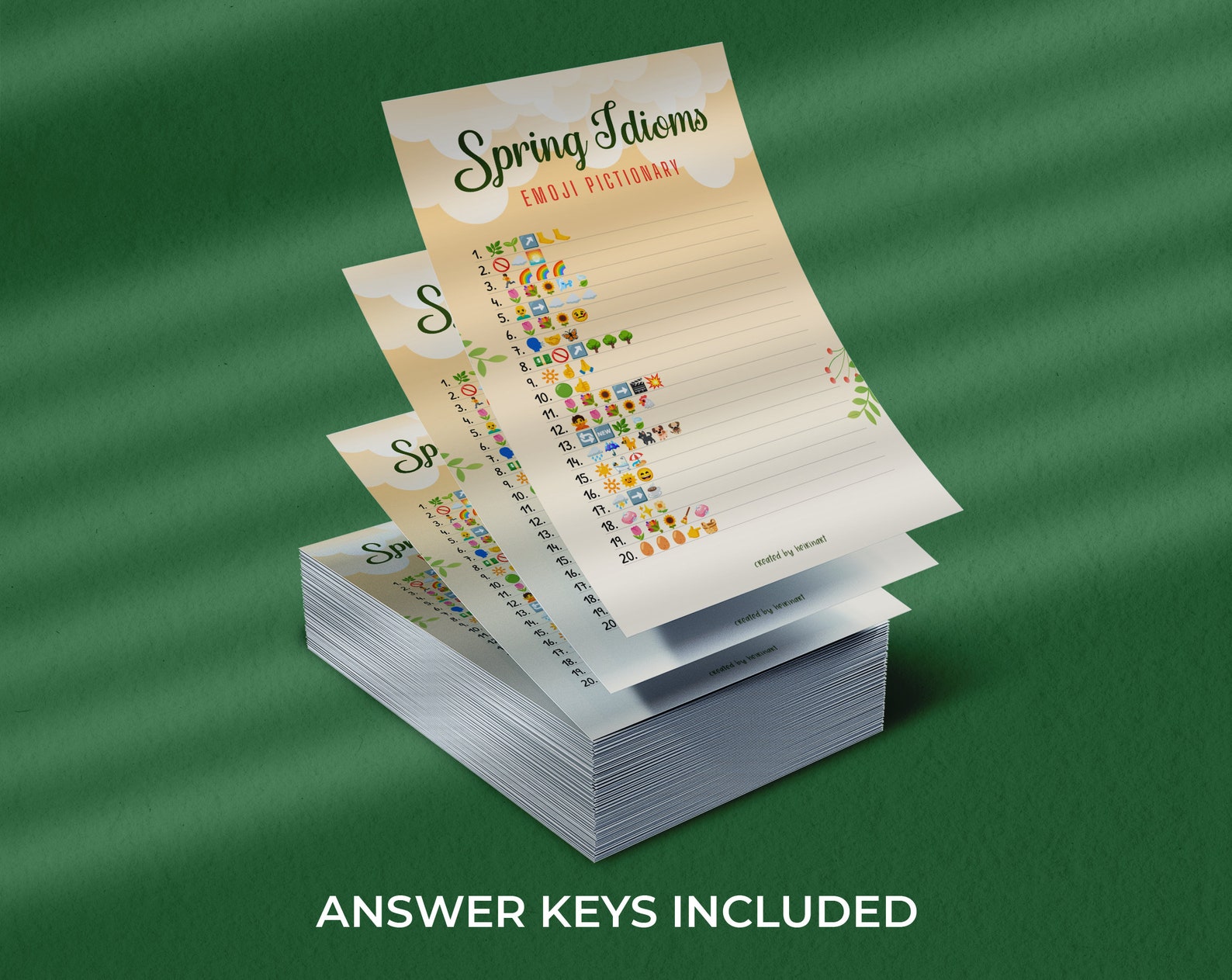 Spring Idioms Emoji Pictionary, Printable Party Games, Party Game for ...