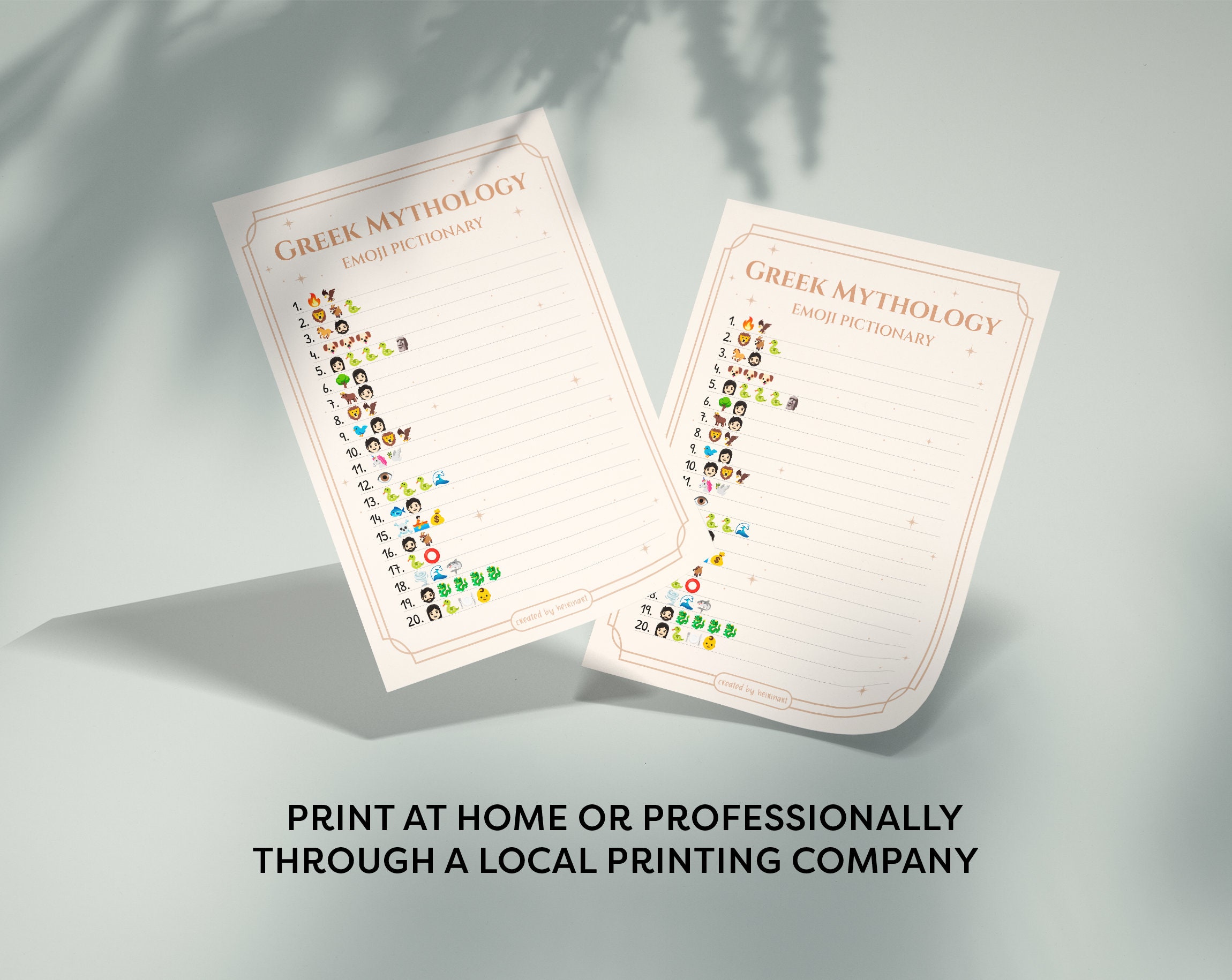 Greek Mythology Emoji Pictionary, Printable Party Games, Greek ...