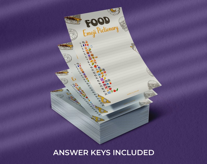 Food Emoji Pictionary, Printable Party Games, Fun Family Activity ...