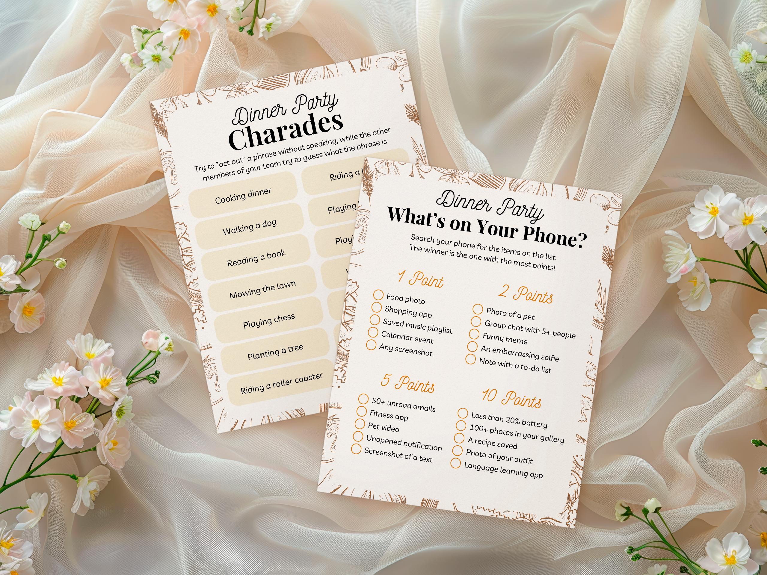 Dinner Party Games, 20 Editable Printable Game Bundle, Icebreaker ...