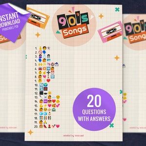 90s Songs Emoji Pictionary, Emoji Quiz, Emoji Game, Printable Party ...