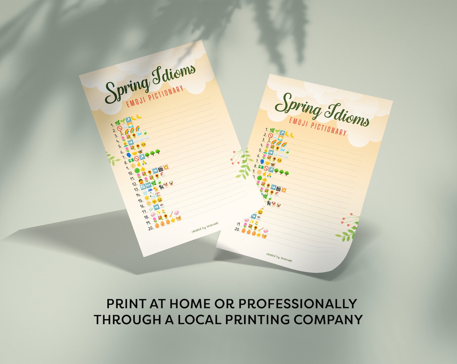 Spring Idioms Emoji Pictionary, Printable Party Games, Party Game for ...