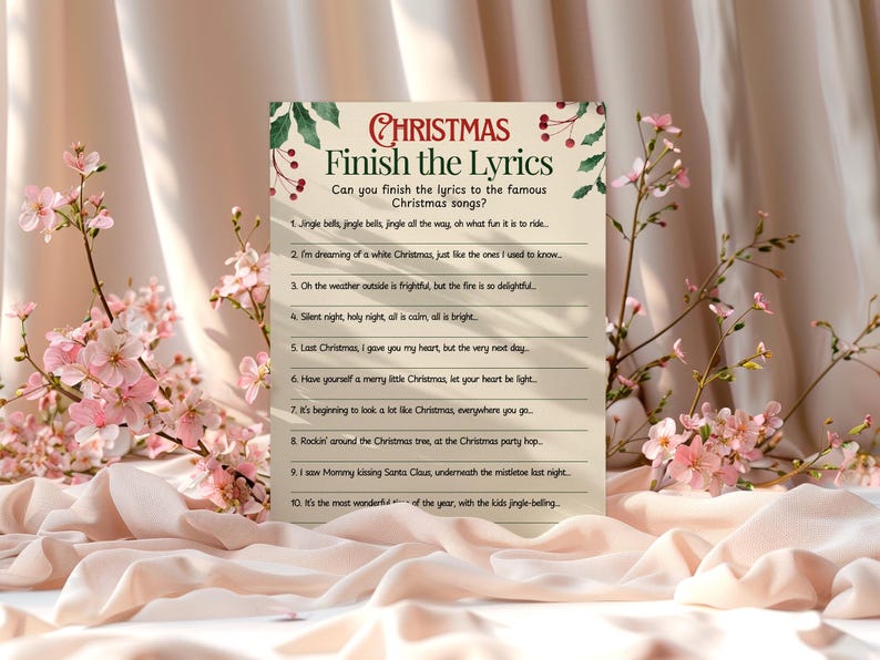 Finish the Lyrics Christmas Game, Printable Editable Game, Fun Family ...