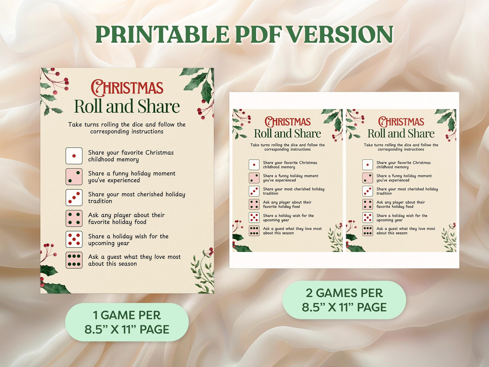 Roll and Share Christmas Game, Printable & Editable Game, Fun Family ...