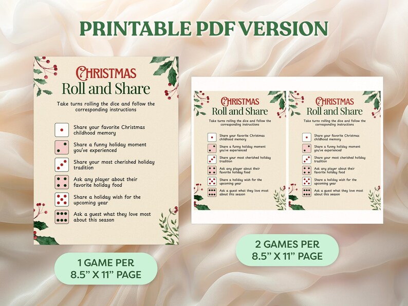Roll and Share Christmas Game, Printable & Editable Game, Fun Family ...