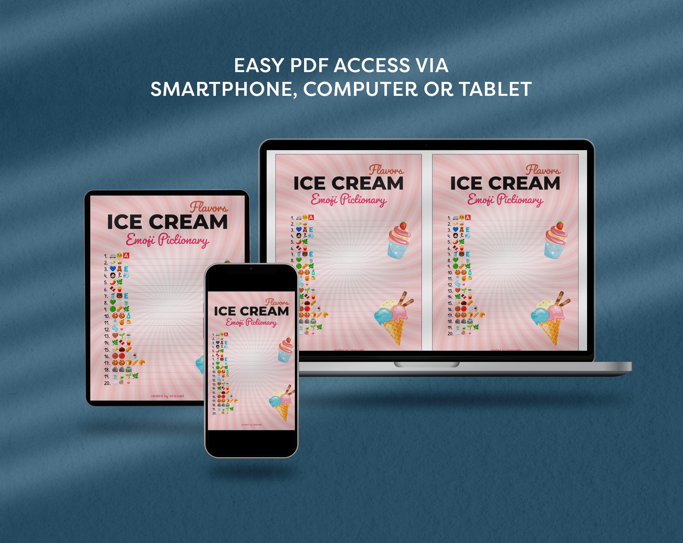 Ice Cream Flavors Emoji Pictionary, Printable Party Games, Birthday ...