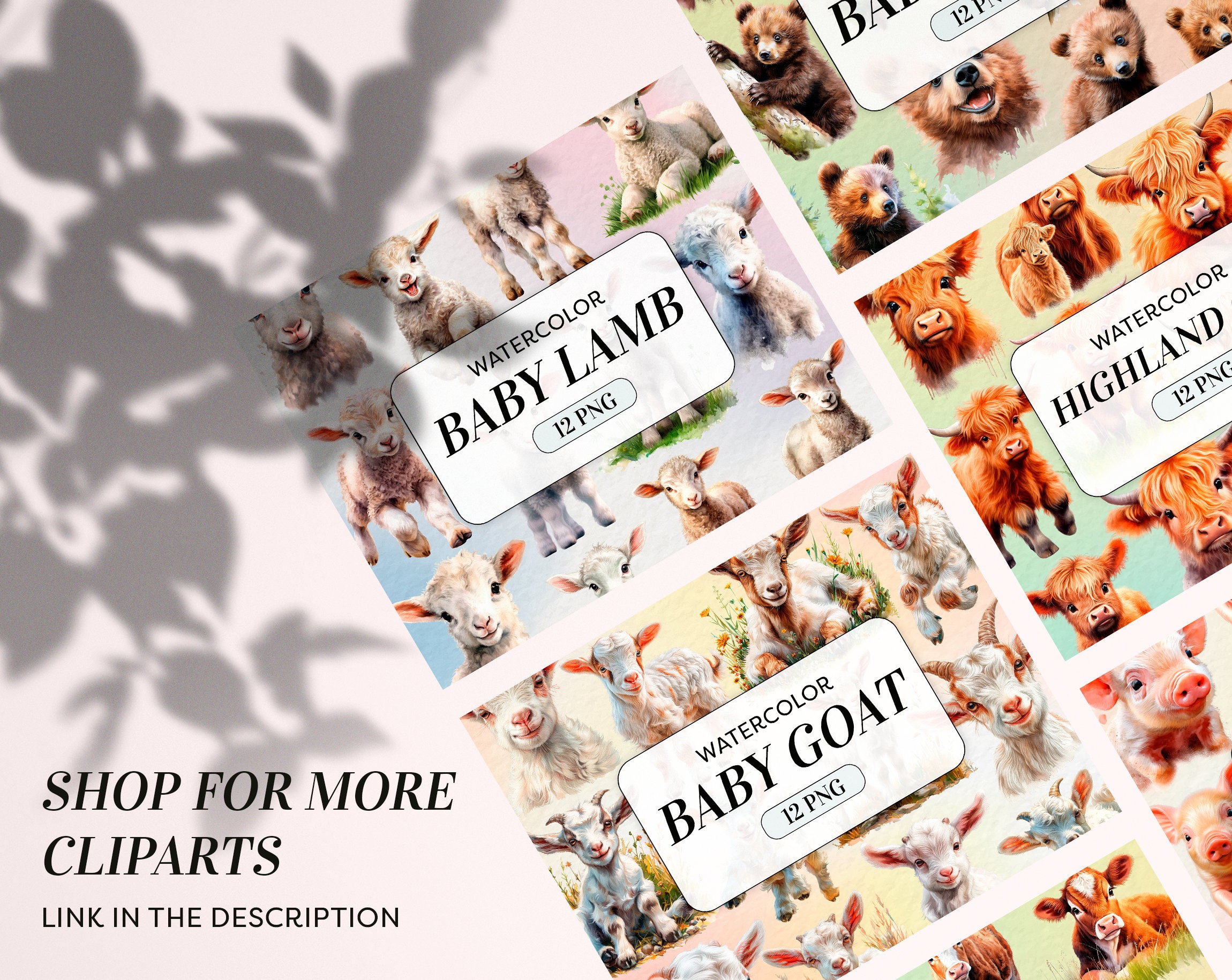 Watercolor Baby Goat Clipart - Cute Goat PNG - Commercial Use - Baby ...