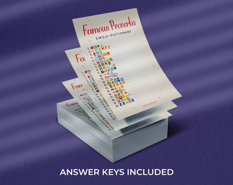 Famous Proverbs Emoji Pictionary, Printable Party Games, Birthday Party ...