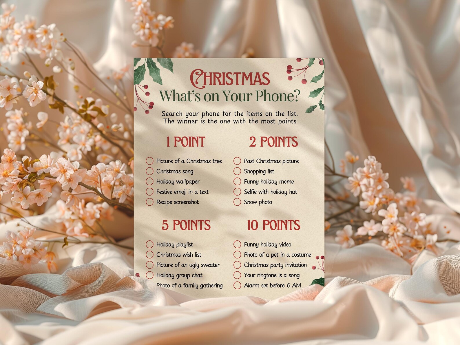 What's on Your Phone Christmas Game, Printable & Editable Game, Fun ...