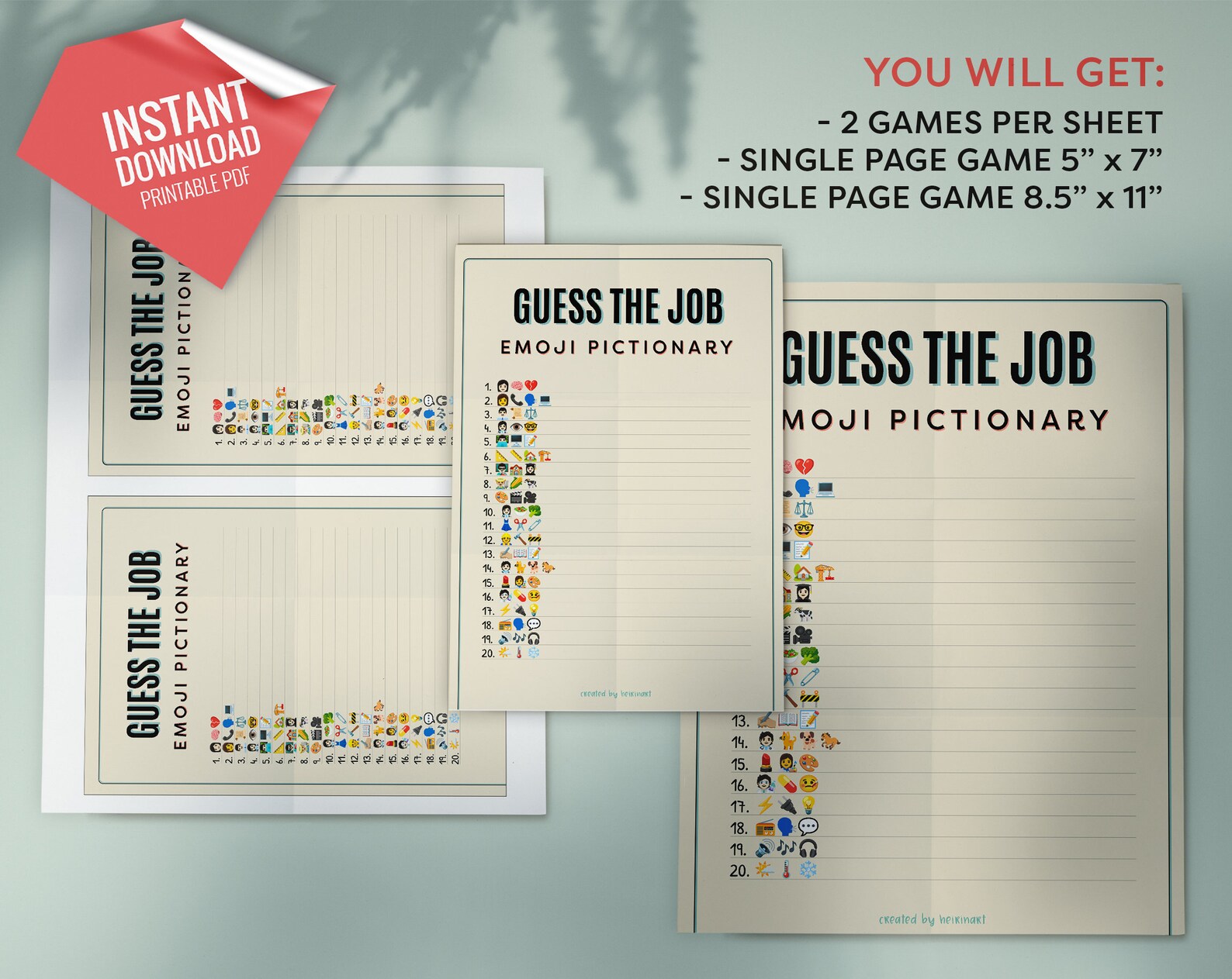 Guess the Job Emoji Pictionary, Printable Party Games, Fun Family ...
