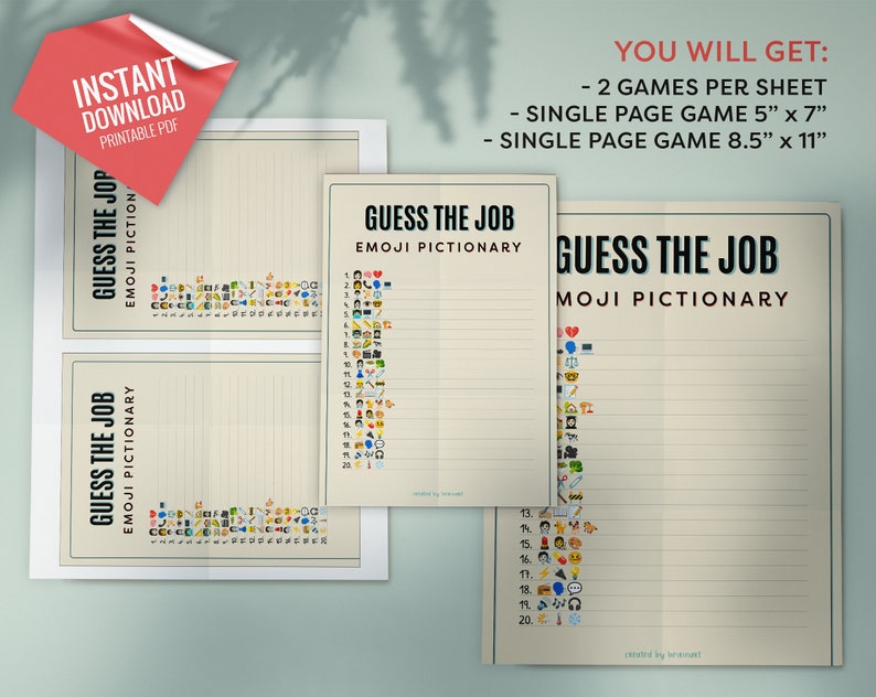 Guess the Job Emoji Pictionary, Printable Party Games, Fun Family ...