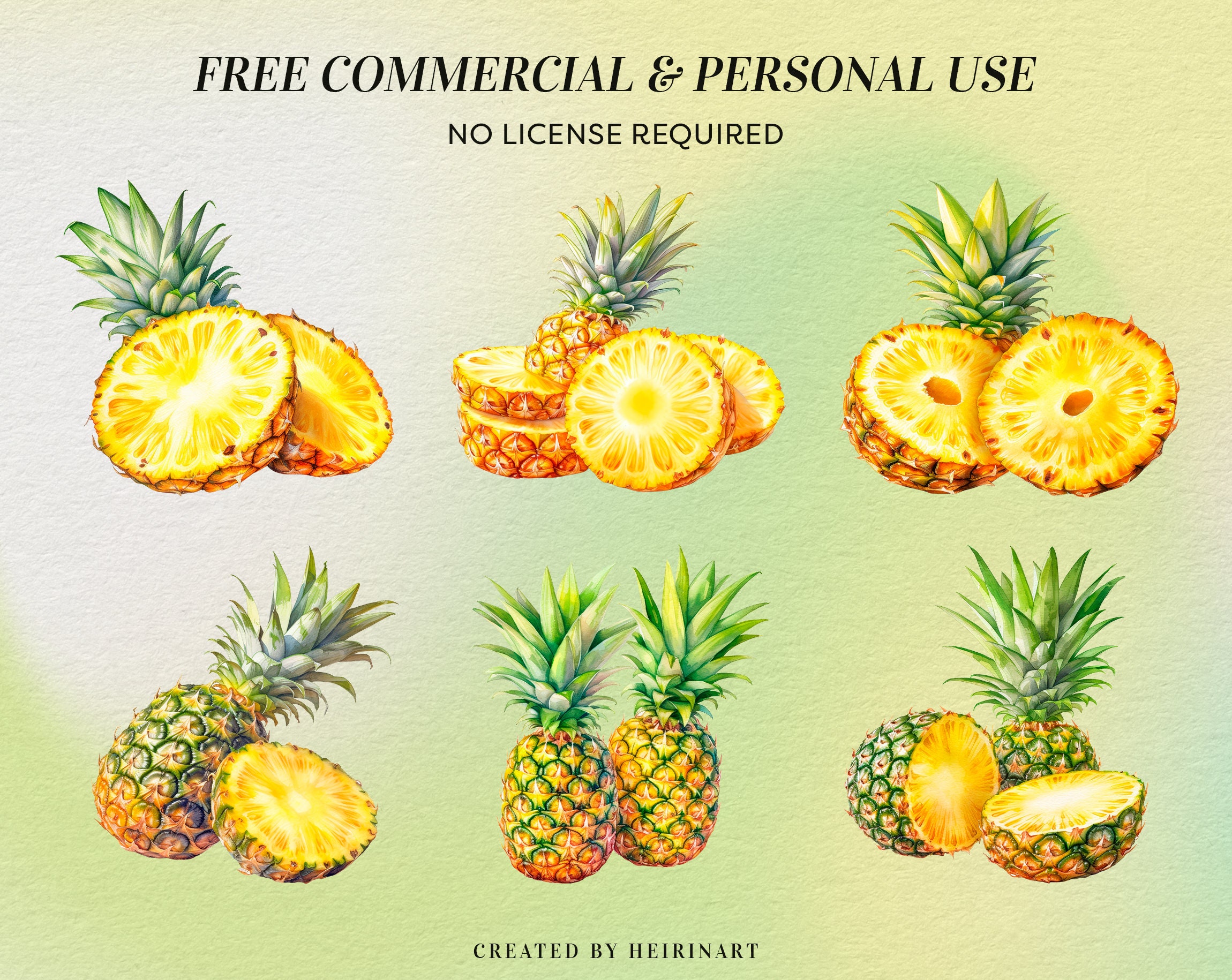 Watercolor Pineapple Clipart - Watercolor Fruits PNG - Commercial Use ...