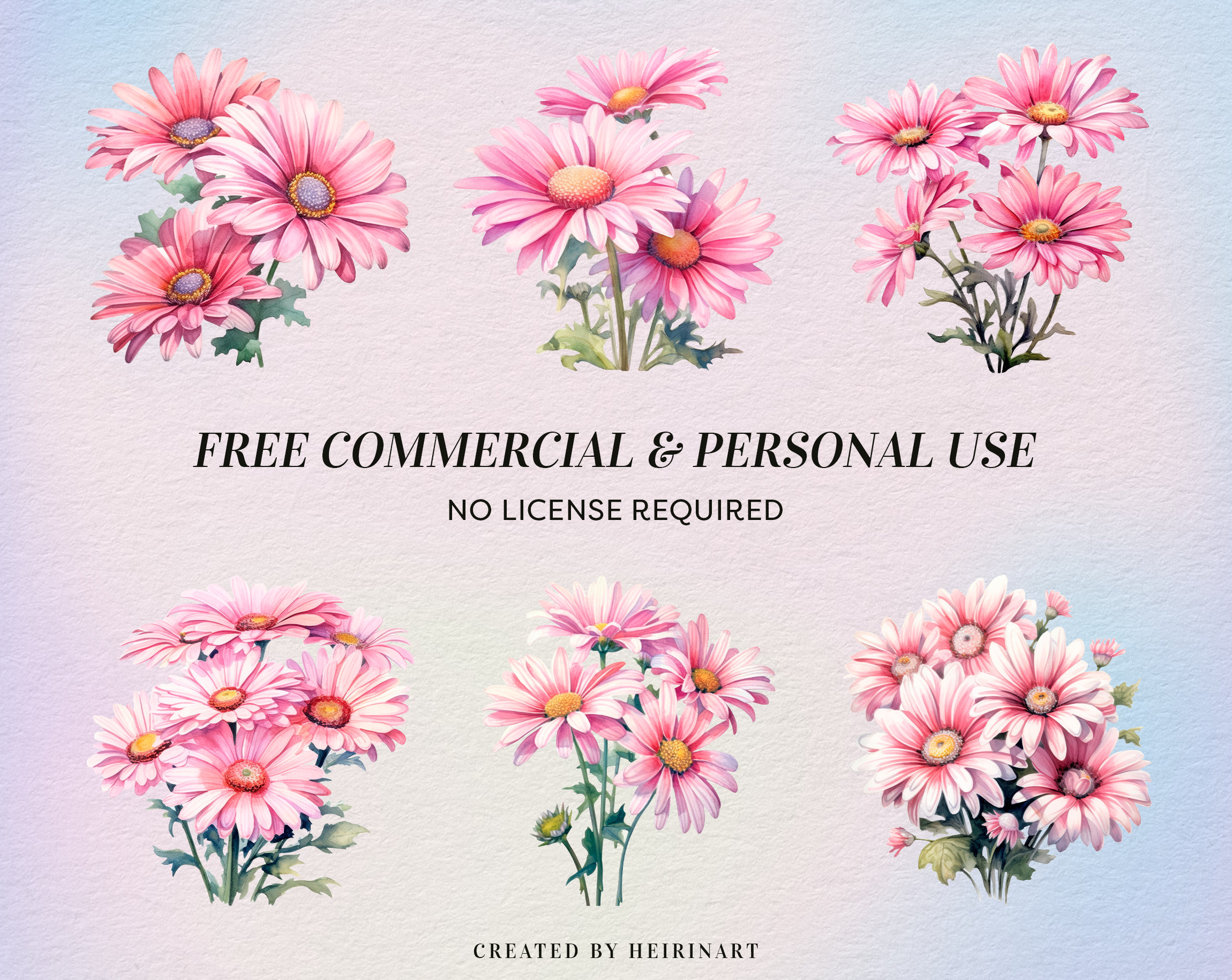 Watercolor Pink Daisy Clipart - Watercolor Flowers PNG - Commercial Use ...