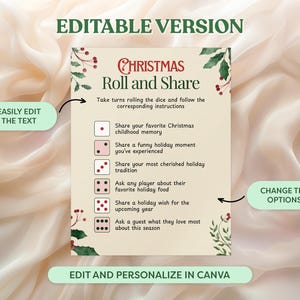 Roll and Share Christmas Game, Printable & Editable Game, Fun Family ...