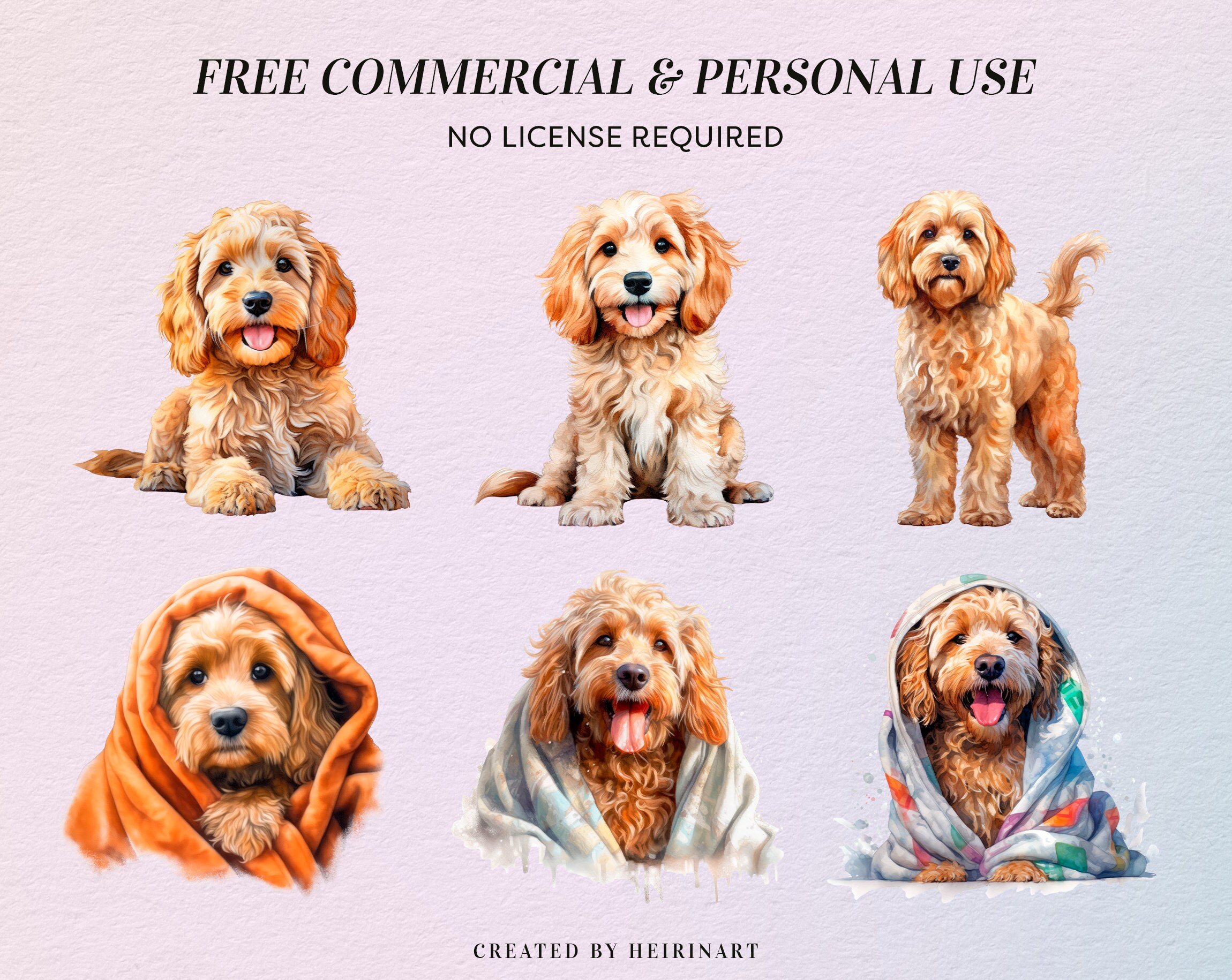 Watercolor Cockapoo Clipart - Pet Portrait PNG - Commercial Use - Cute ...